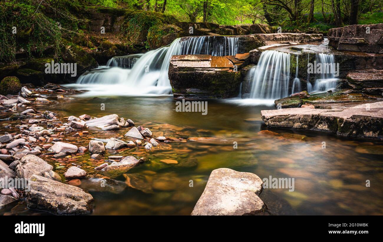 Pont Cwm y Fedwen Waterfall, Brecon Beacons, Wales, England Stock Photo ...