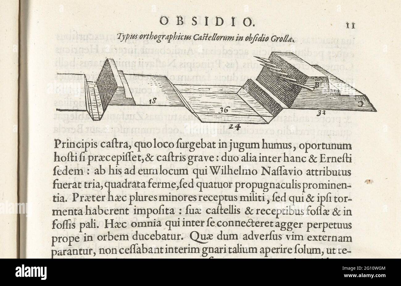 Cross section of the ramparts of a fort during the siege of Bergen op ...