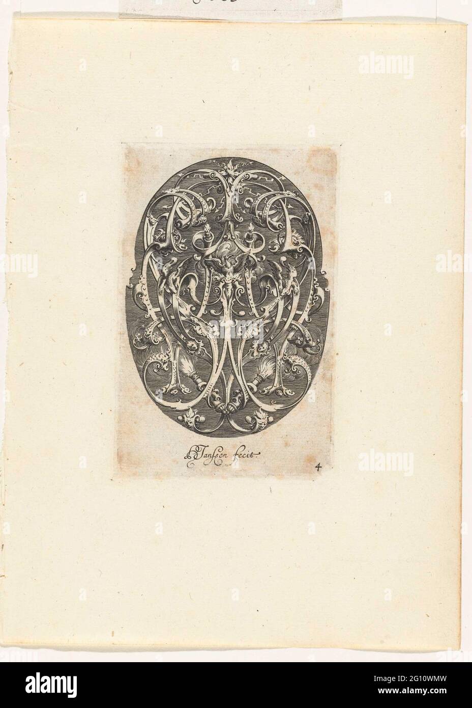 Fire; Oval with the four elements. Oval with ornamental towers. In the ...