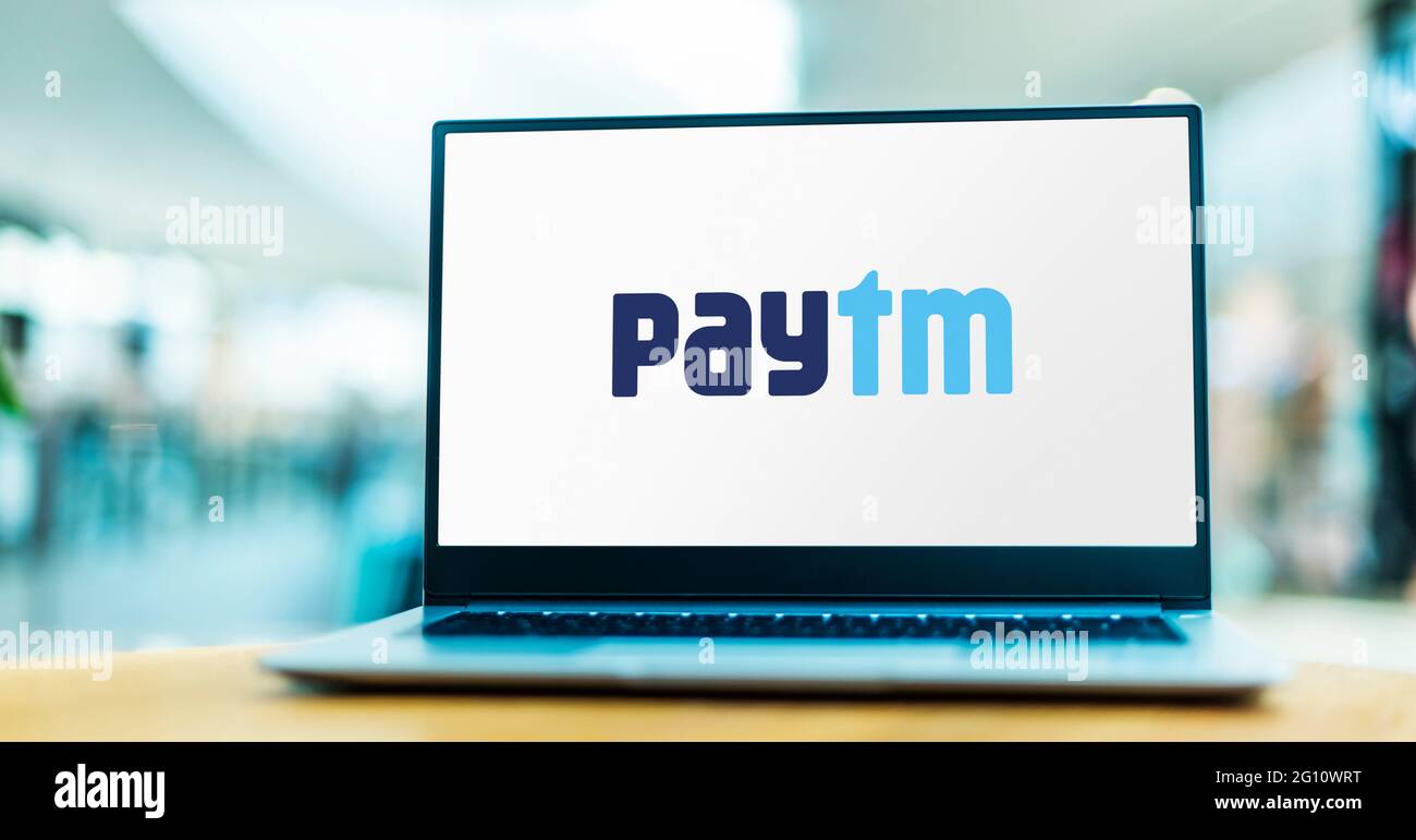 POZNAN, POL - MAY 1, 2021: Laptop computer displaying logo of Paytm, an ... POZNAN, POL - MAY 1, 2021: Laptop computer displaying logo of Paytm, an ...