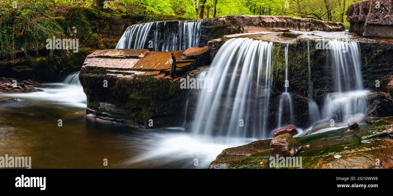Pont Cwm y Fedwen Waterfall, Brecon Beacons, Wales, England Stock Photo ...