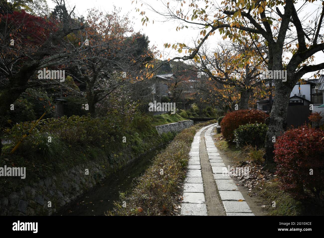 Philosopher's Path with autumn leave in Kyoto Stock Photo - Alamy