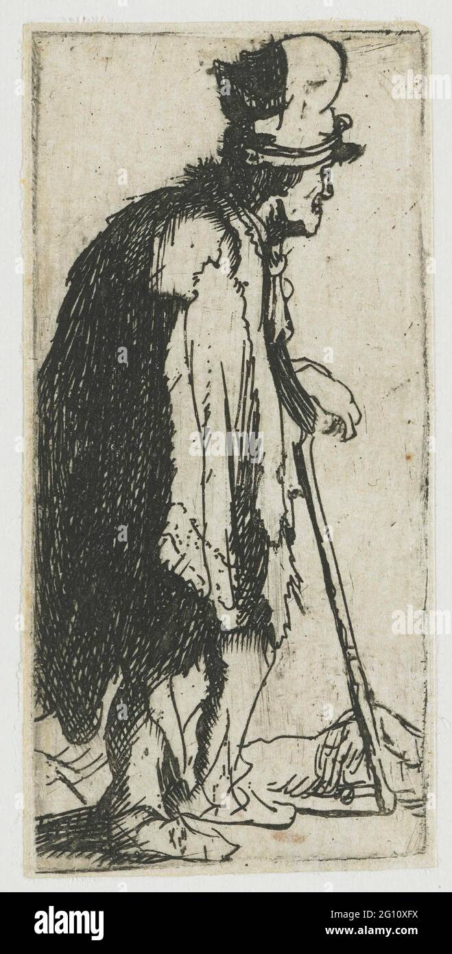 Beggar, with deformed hand, leaning on a stick Stock Photo - Alamy