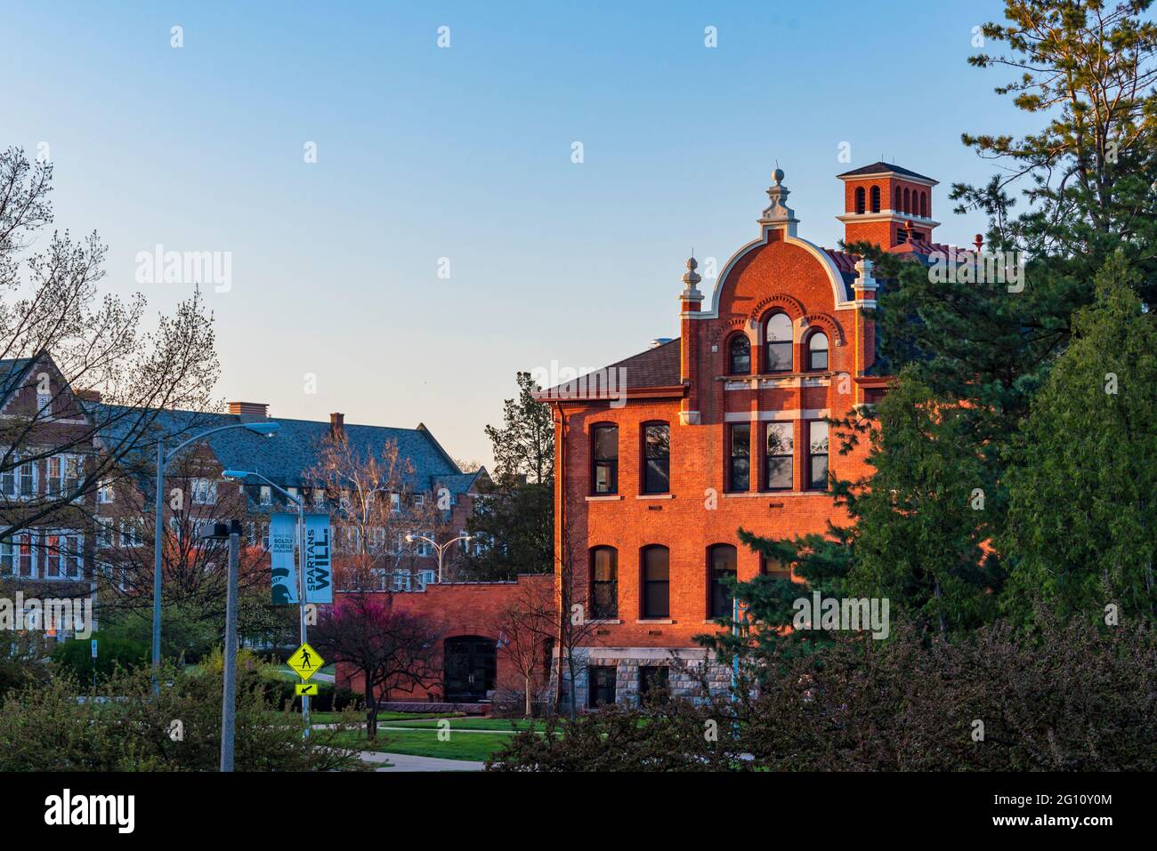 View of historic Marshall-Adams Hall on the campus of Michigan State ...