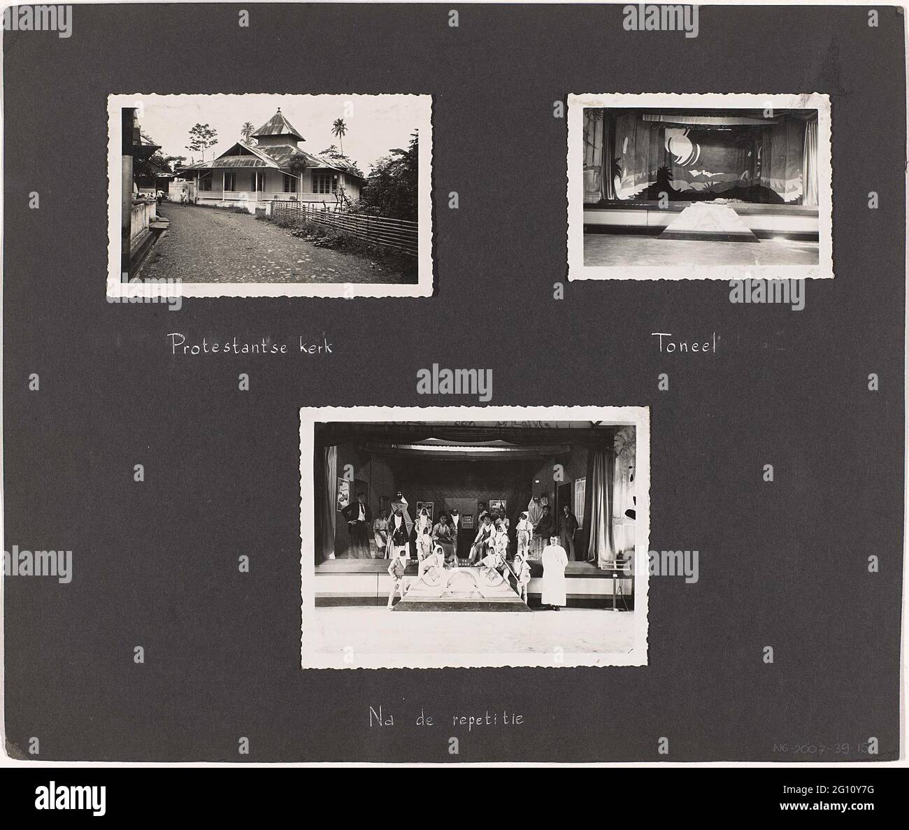 Protestant church / stage / after the rehearsal. Black album with three ...