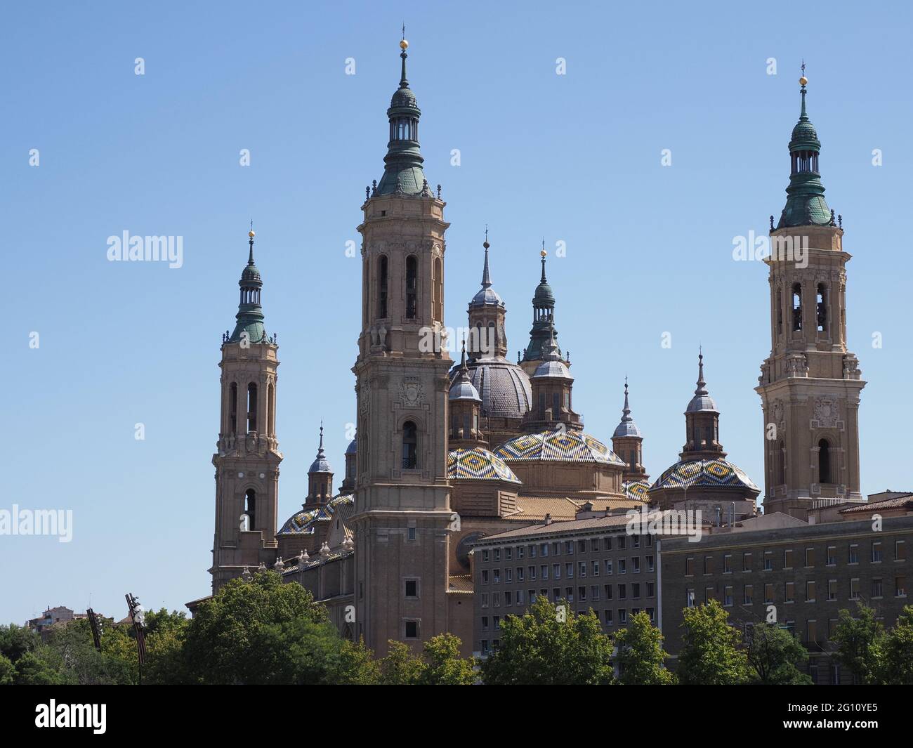 Basilica of our lady of the Pillar in european Saragossa city at Aragon ...