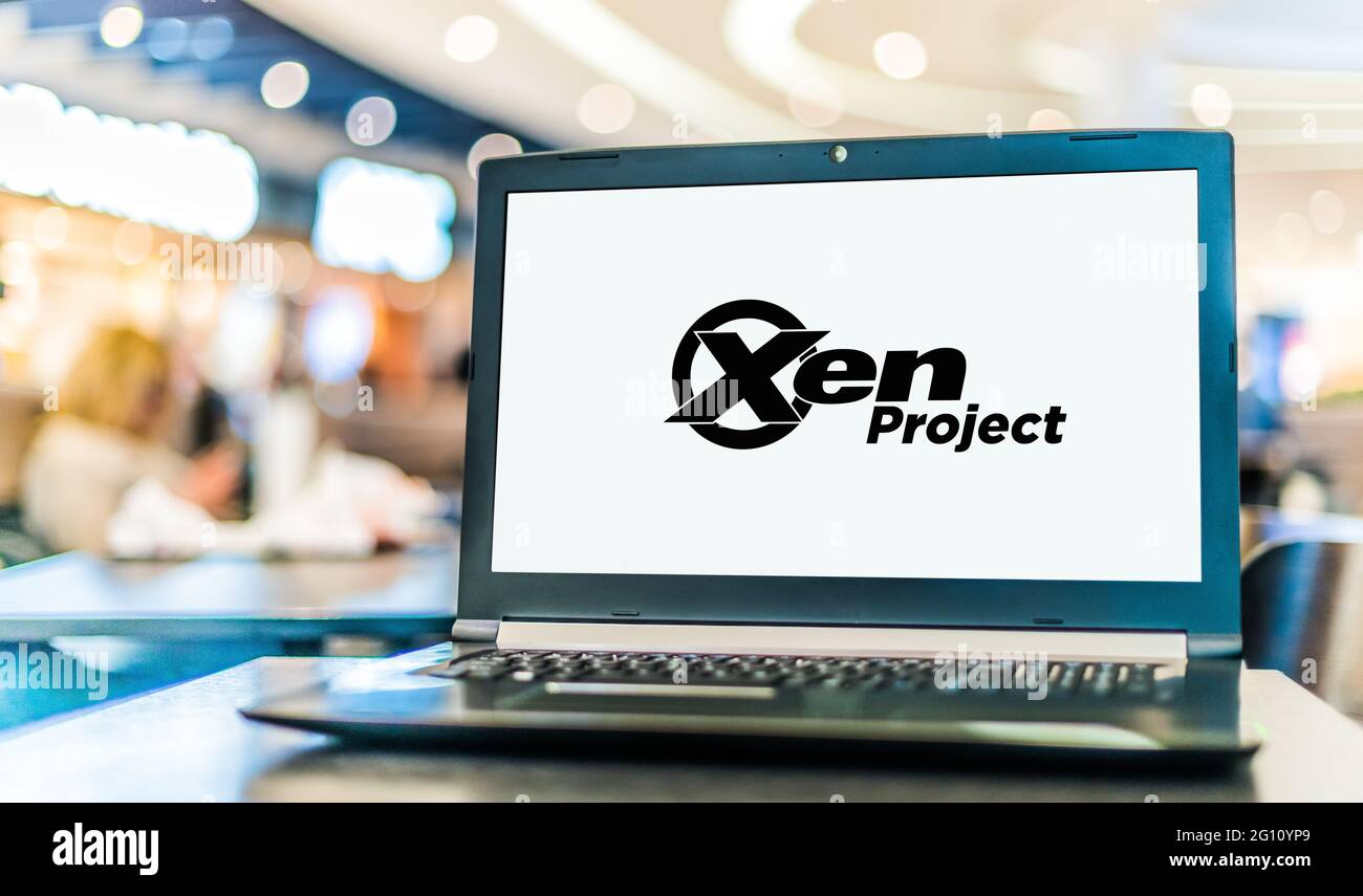 POZNAN, POL - MAY 1, 2021: Laptop displaying logo of Xen, a type-1 ...