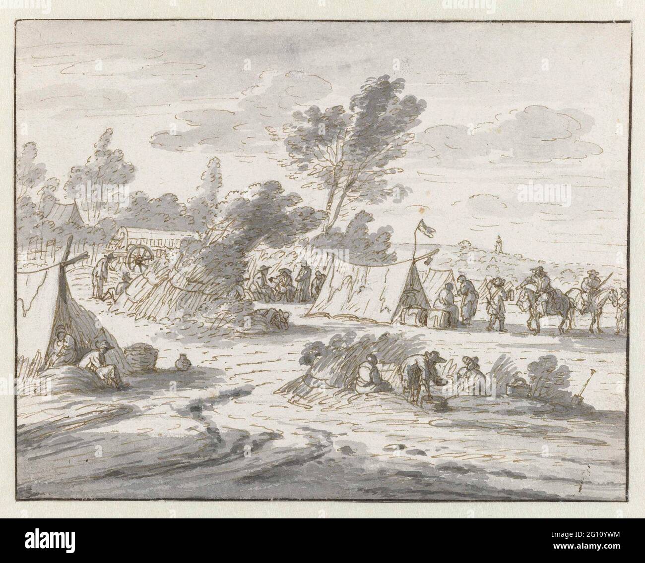 Camping of the army of Willem III at Lembeek, 1675. Camping of the army ...