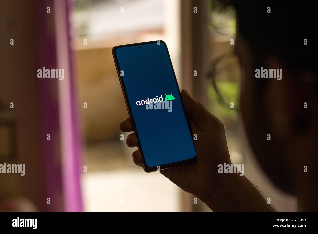 Assam, india - May 29, 2021 : Android logo on phone screen stock image ...
