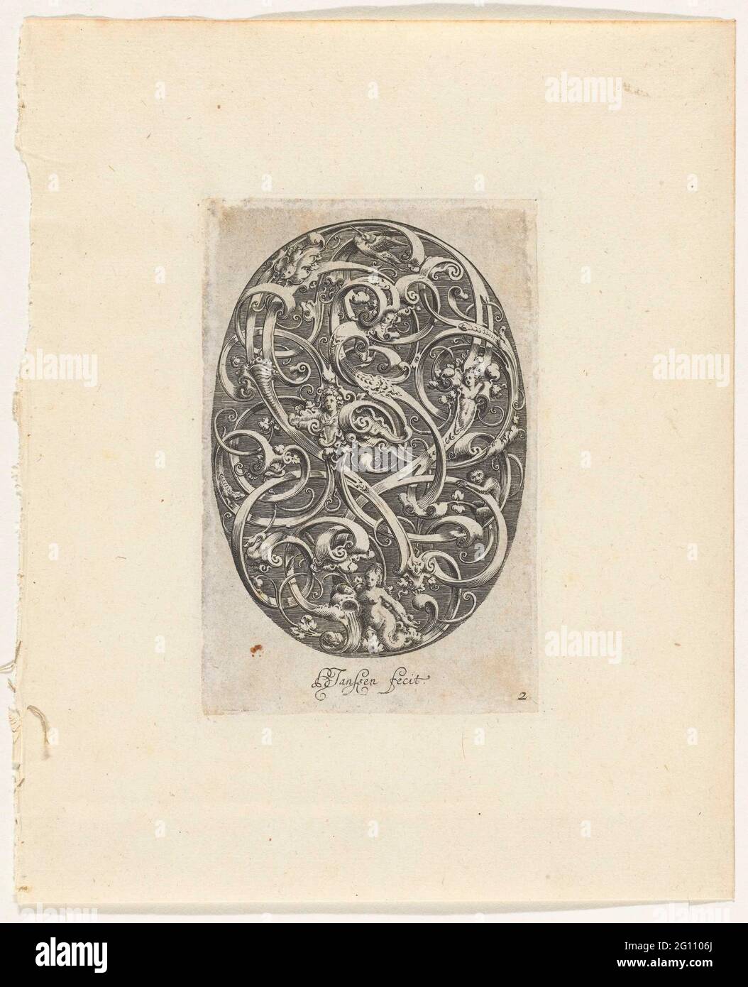 Soil; Oval with the four elements. Oval with ornamental towers. At the ...