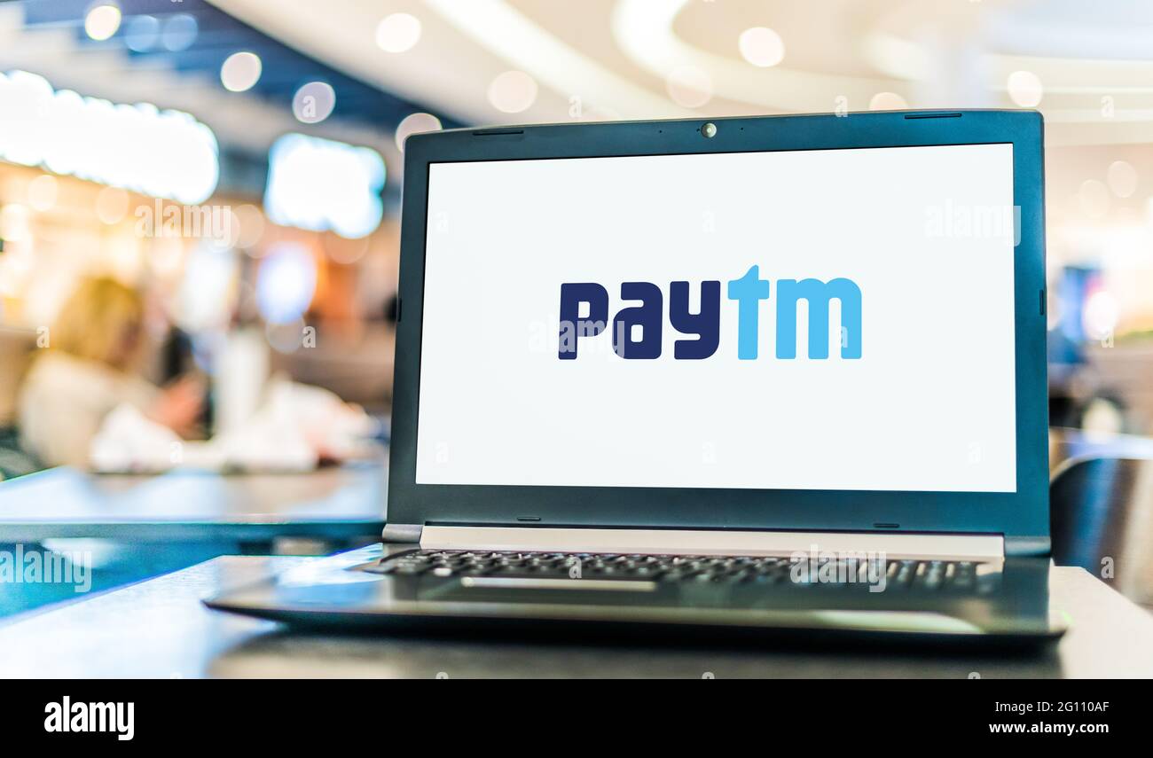 POZNAN, POL - MAY 1, 2021: Laptop computer displaying logo of Paytm, an ...