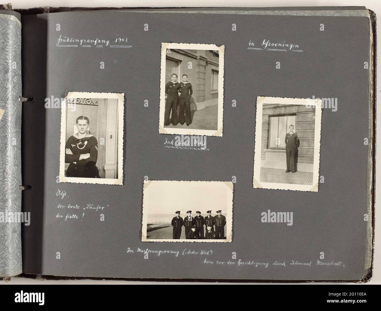 Scheveningen, spring 1943. Album leaf with four photos of the sailors ...