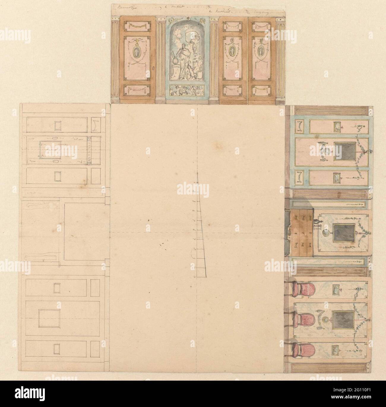 Design for the decoration of three walls of a room. Design for a room ...
