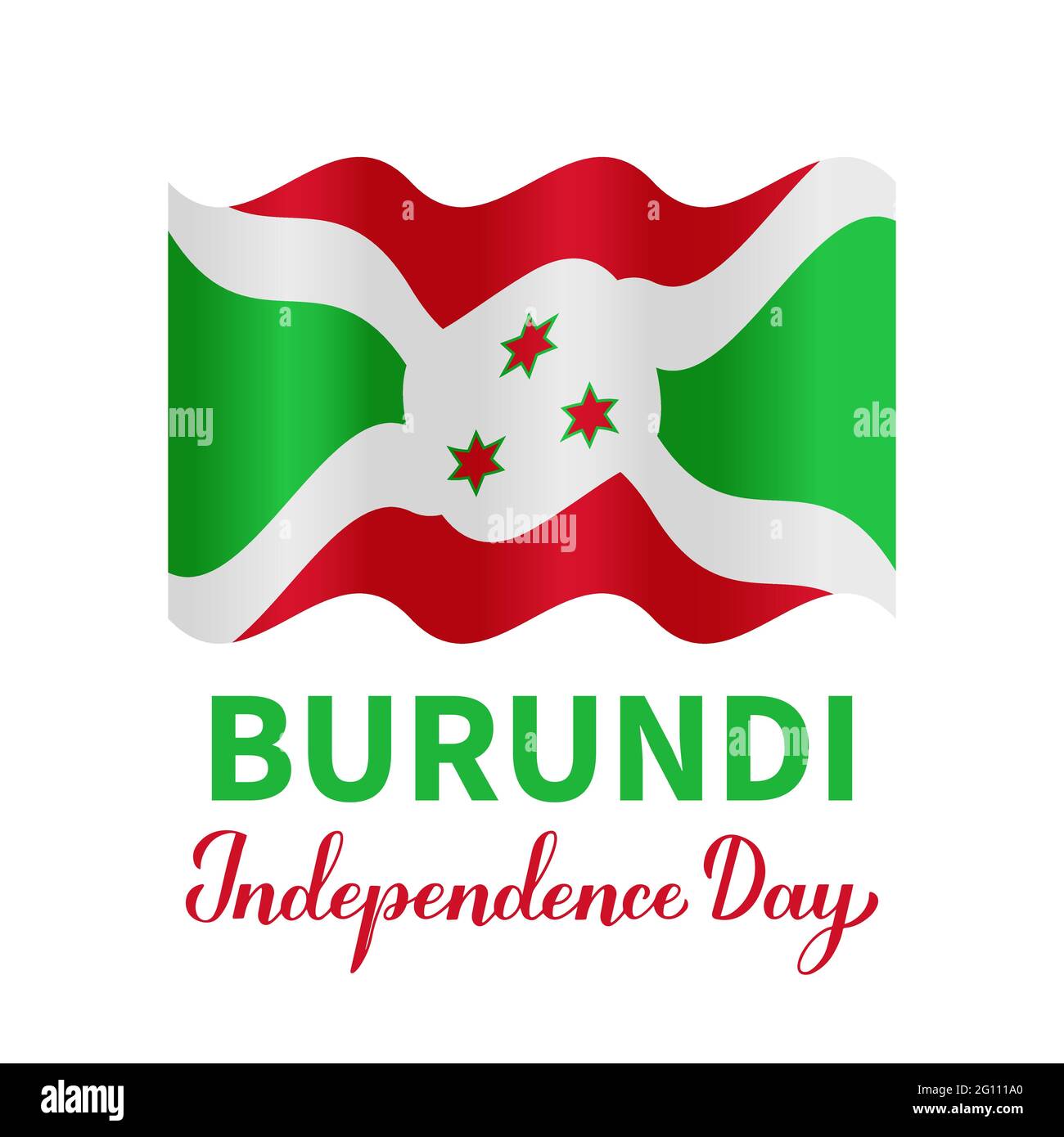 Burundi Independence Day lettering with flag isolated on white ...