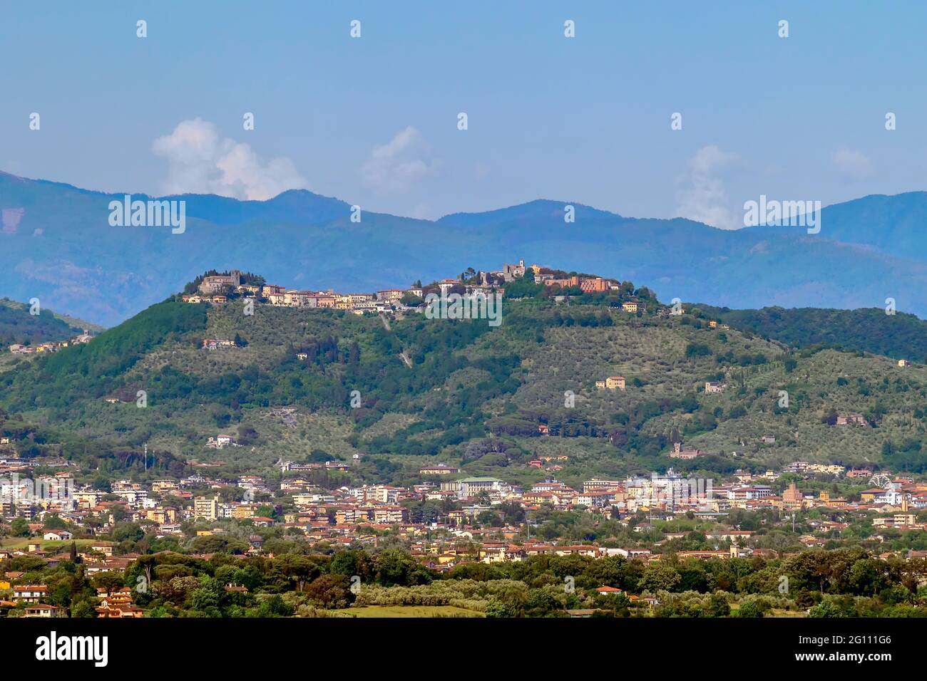 Stunning panoramic view of the ancient village of Montecatini Alto ...
