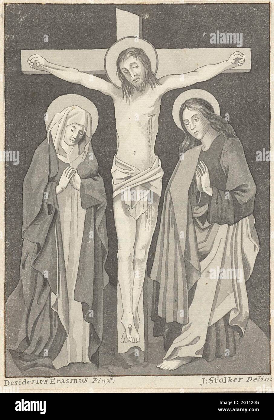 Christ on the cross with Maria and John Stock Photo - Alamy