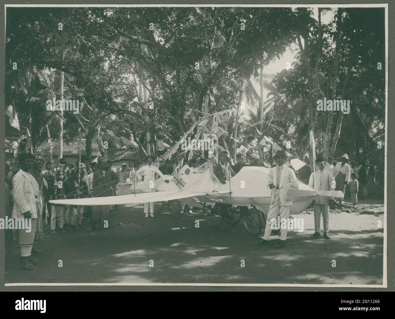 Boys in float with plane at Langkat Sultan Palace, Sumatra Stock Photo ...