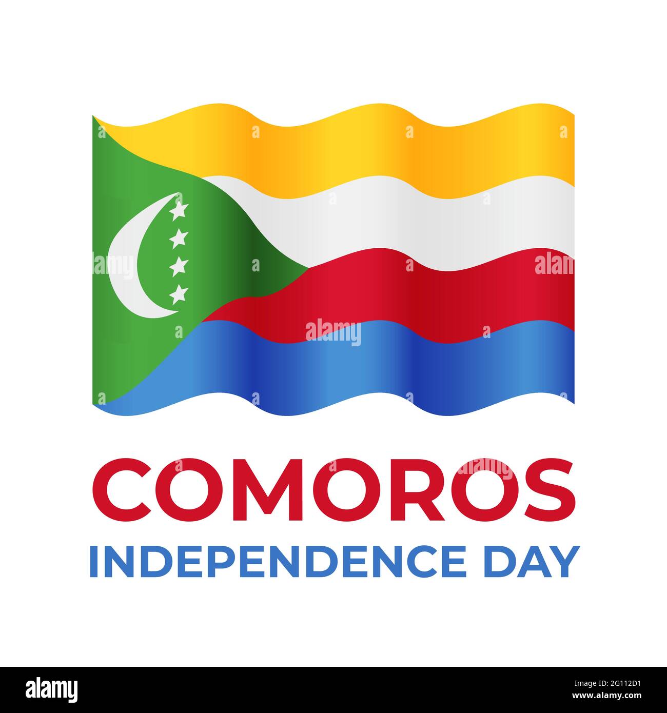 Comoros Independence Day typography poster with wavy flag. National ...