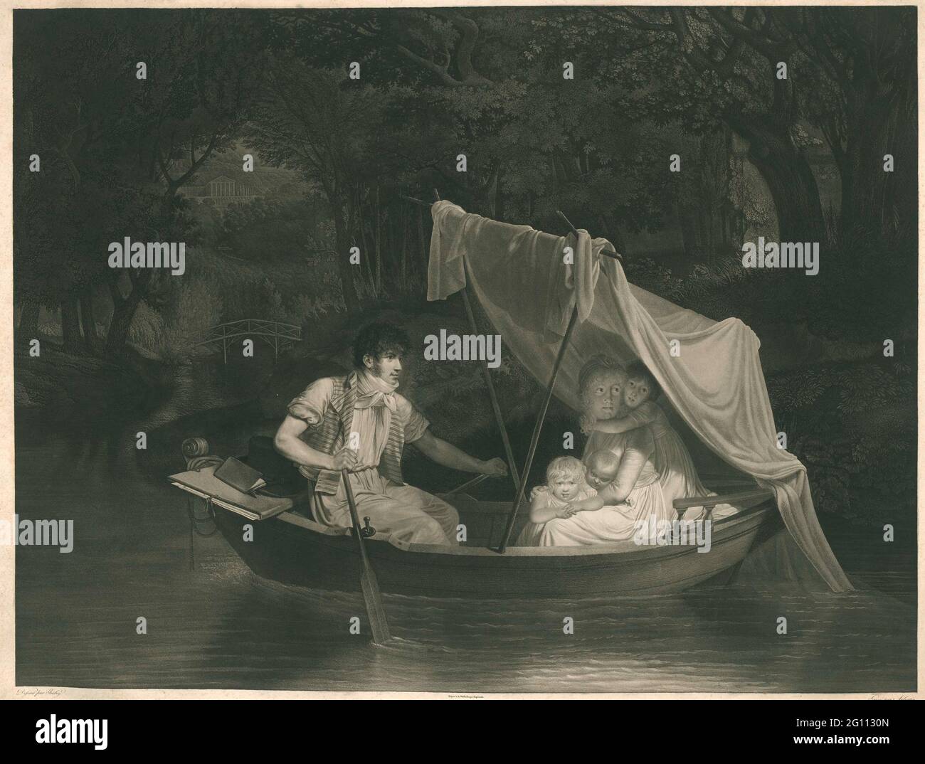 The artist Jean Baptiste Isabey with his family in a rowing boat ('La ...