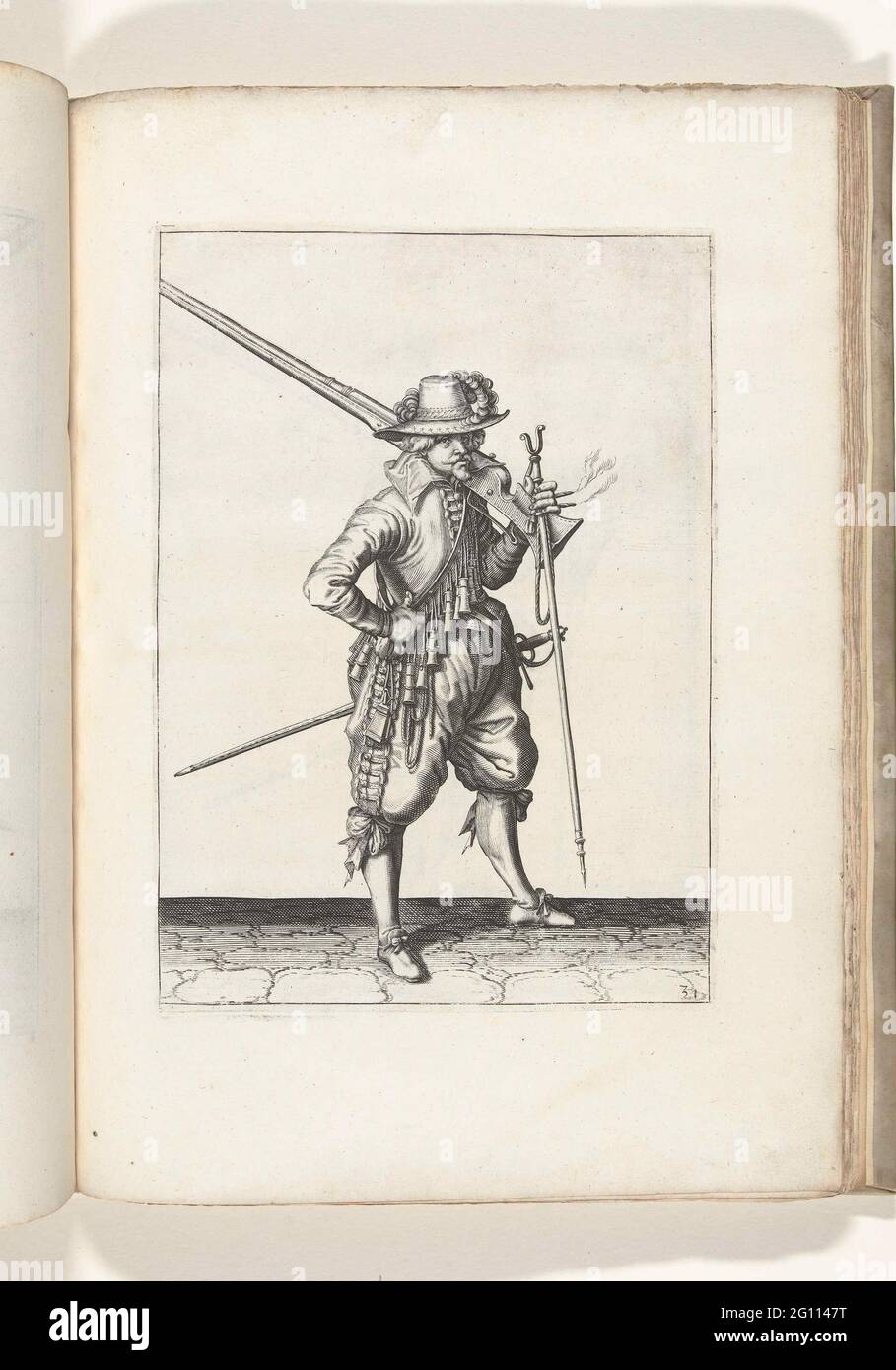 Soldier wearing his musket on his shoulder (no. 34), ca. 1600. a ...
