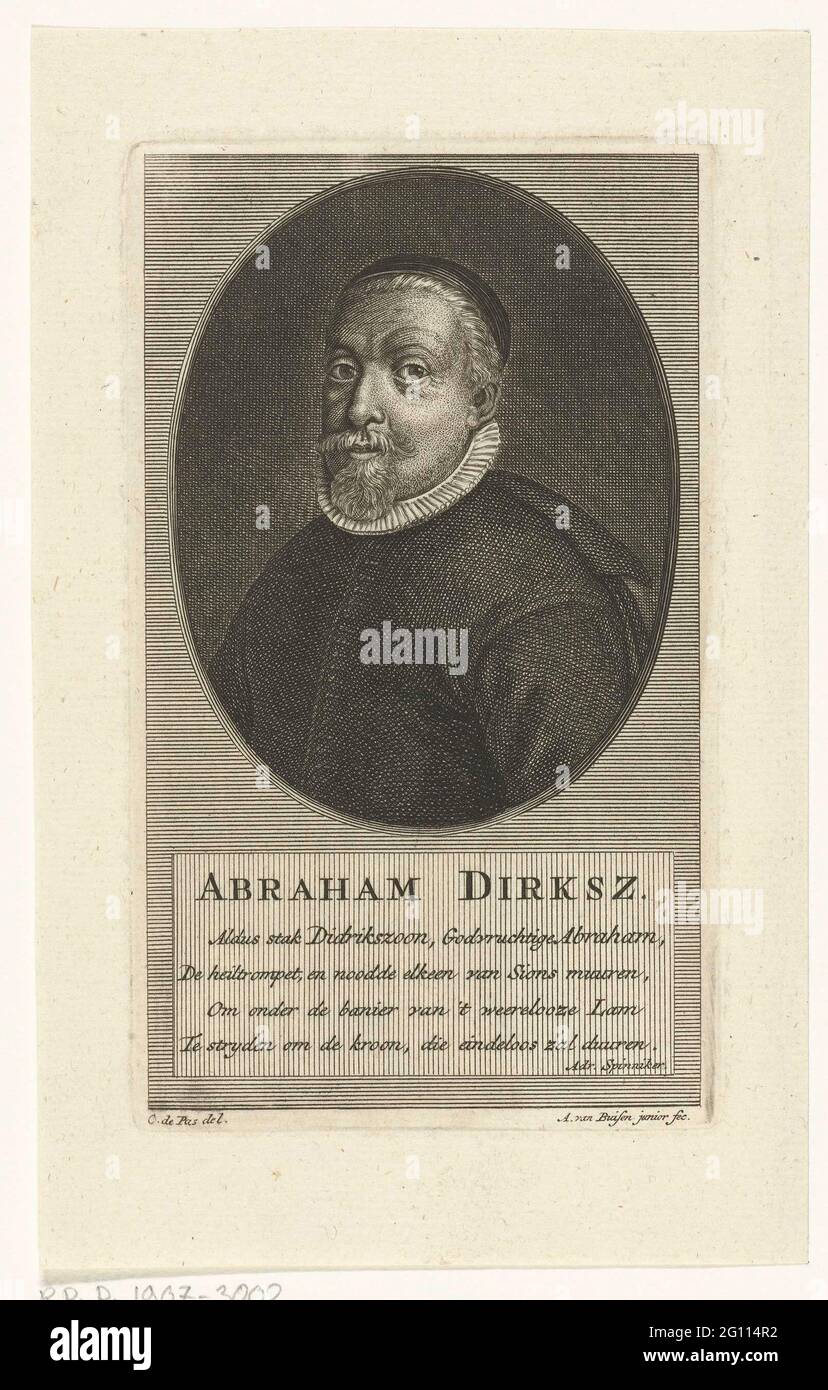 Portrait of Abraham Dirks Bierens. Portrait of the Baptist Pastor ...