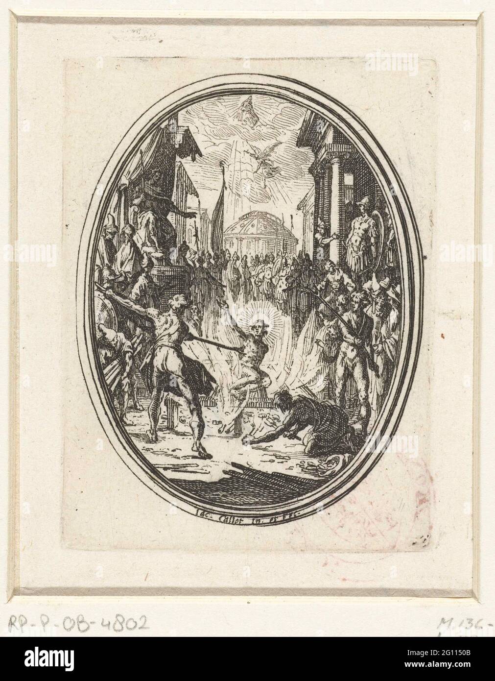 The martyrdom of Saint Laurentius. Oval representation of the Holy ...