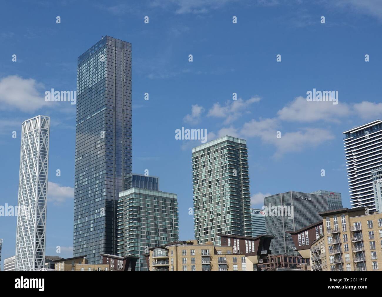 Canary Wharf, London, 2021. Various iconic buildings located in Canary ...
