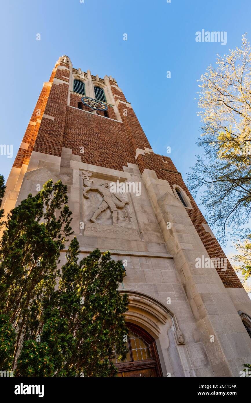 Landmark Beaumont Tower carillon on the campus of Michigan State ...