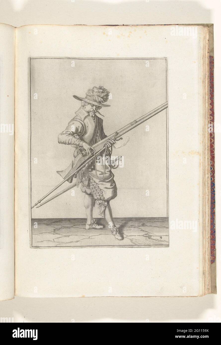 Soldier giving the wick on the rooster of his musket the right place ...