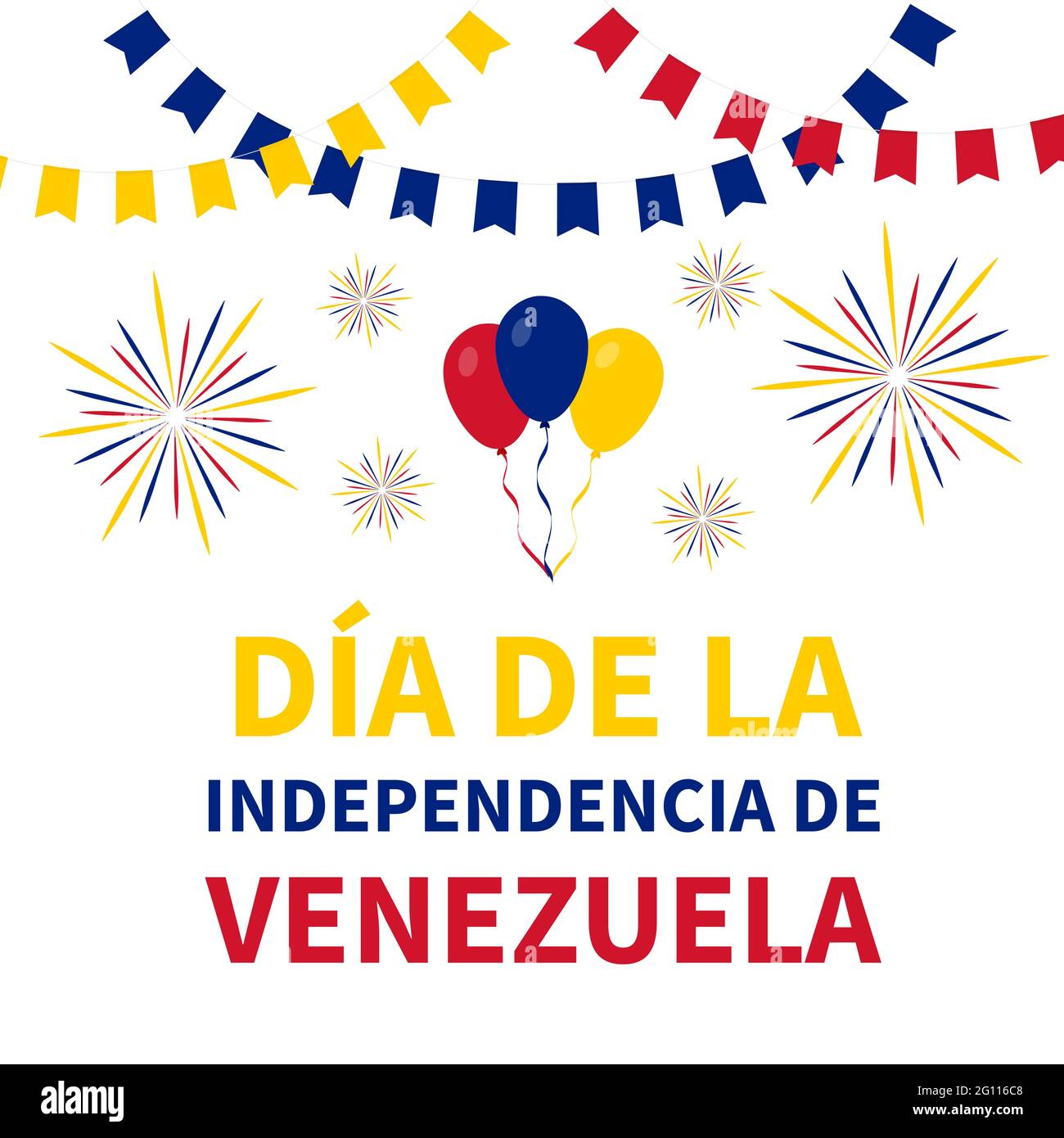 Venezuela Independence Day lettering in Spanish. National holiday ...