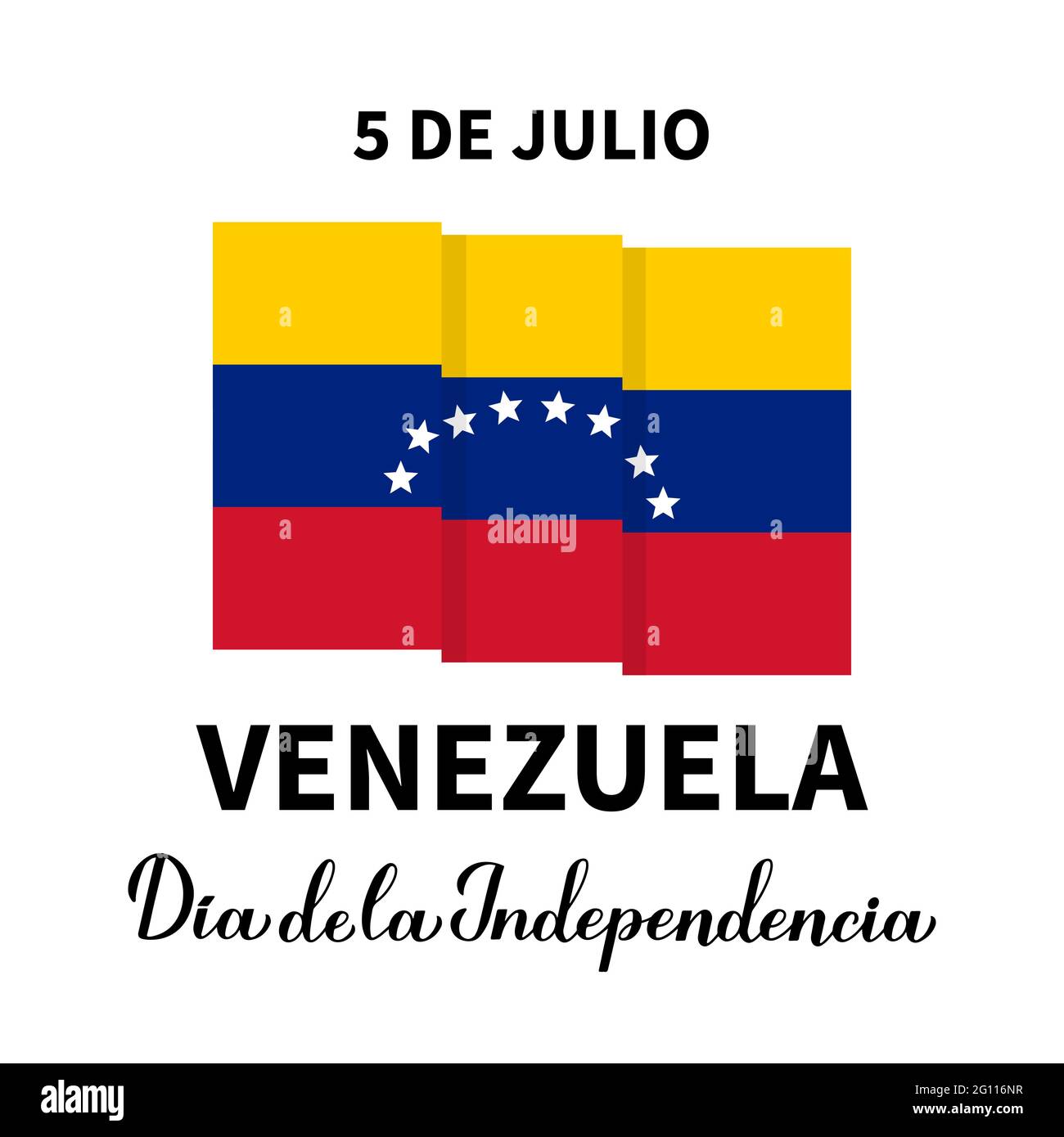 Venezuela Independence Day lettering in Spanish with flag. National ...