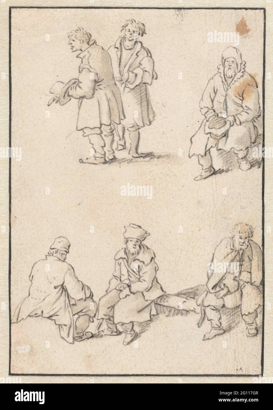 Two standing and four sitting men Stock Photo - Alamy