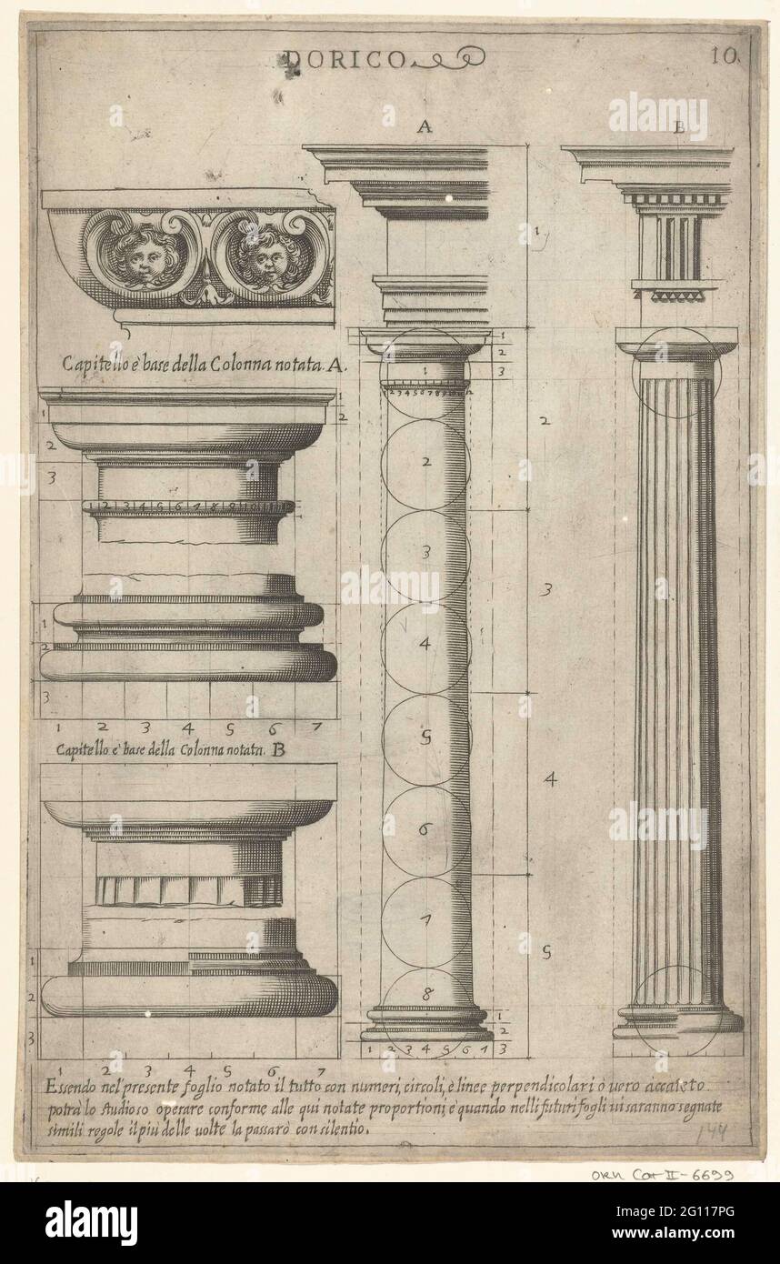 Two doric basements, columns, capitals and chapters with details ...