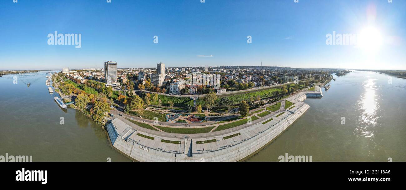 Aerial panorama of Danube River and City of Ruse, Bulgaria Stock Photo ...