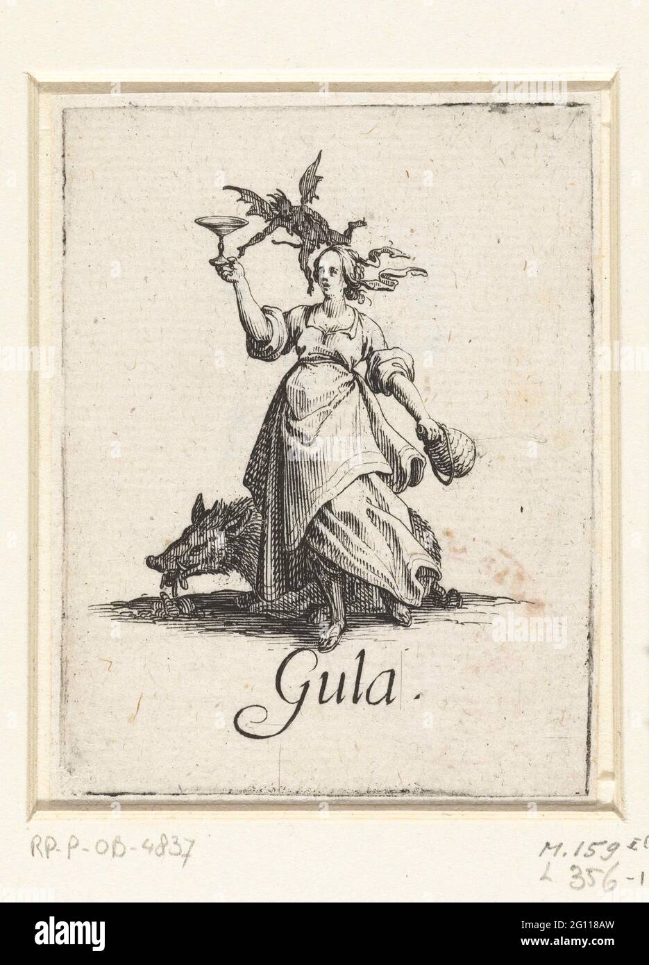 Gymnasticism; Gula; Seven deadly sins. A woman lifts her glass with the ...