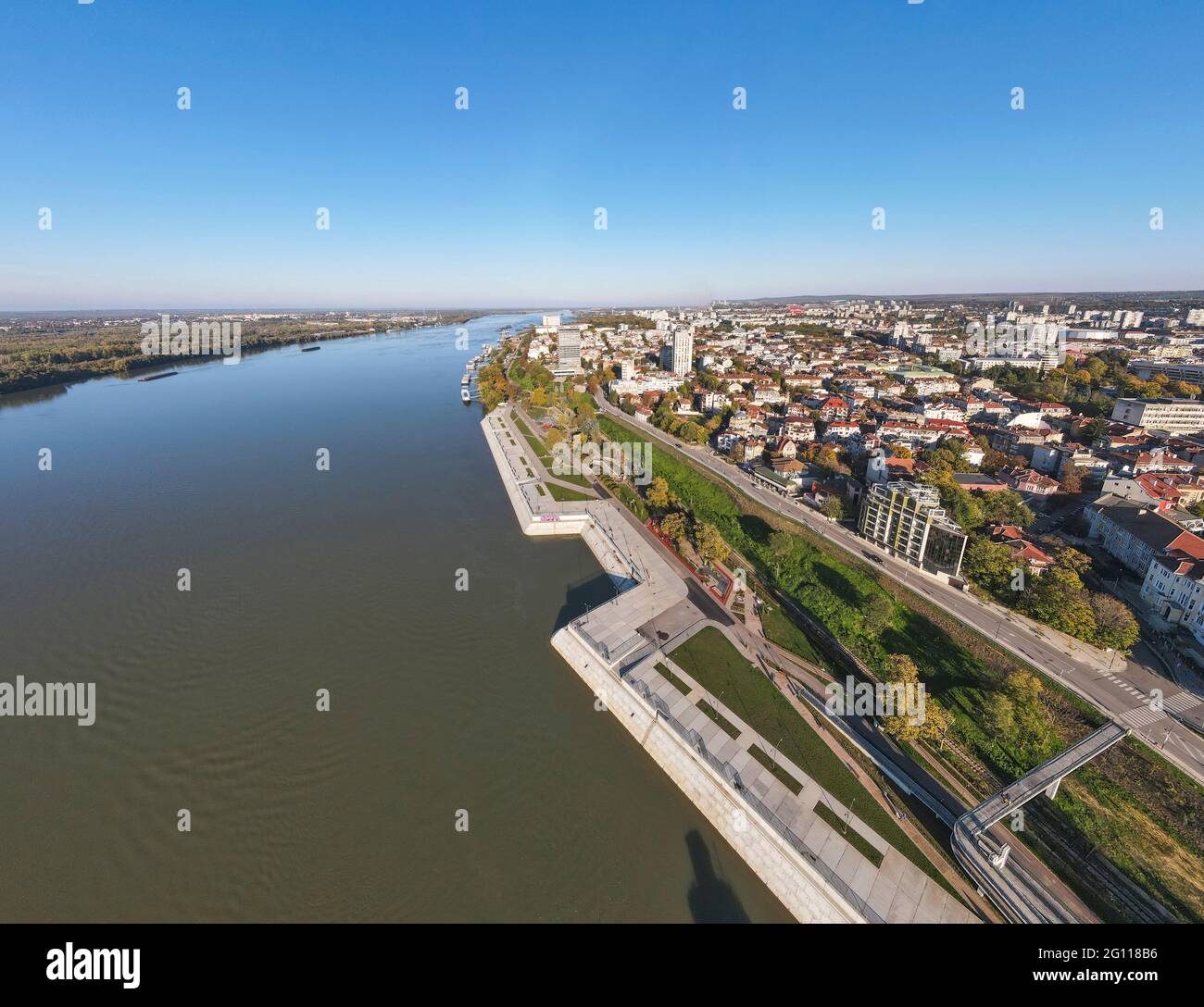 Aerial panorama of Danube River and City of Ruse, Bulgaria Stock Photo ...