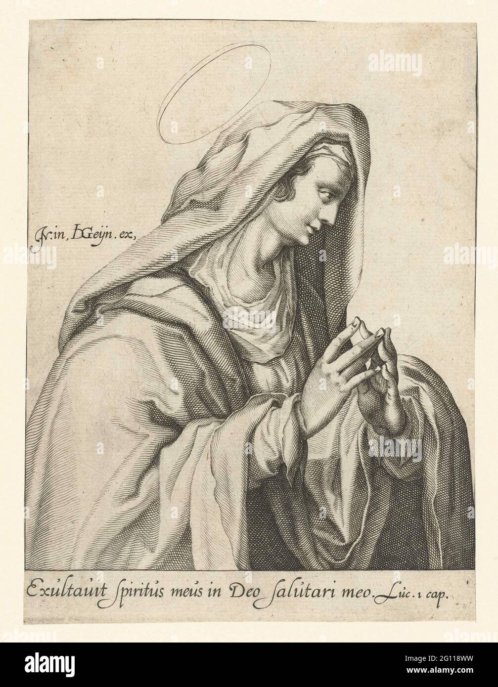 Maria like Mater Dolorosa; Praying Mary. Maria, halvened, the hands in ...