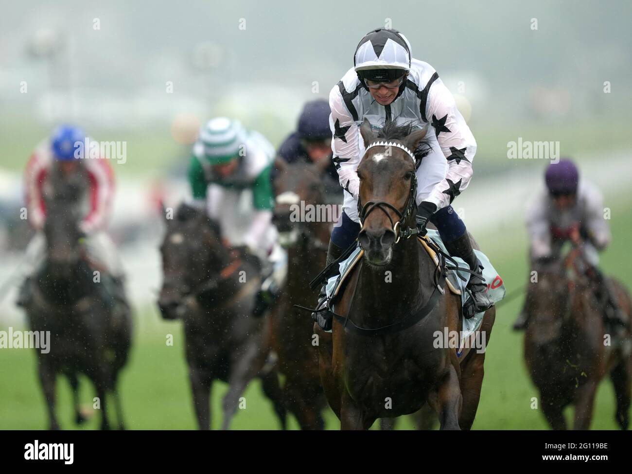 Oscula ridden by Mark Crehan coming home to win the Cazoo Woodcote EBF ...