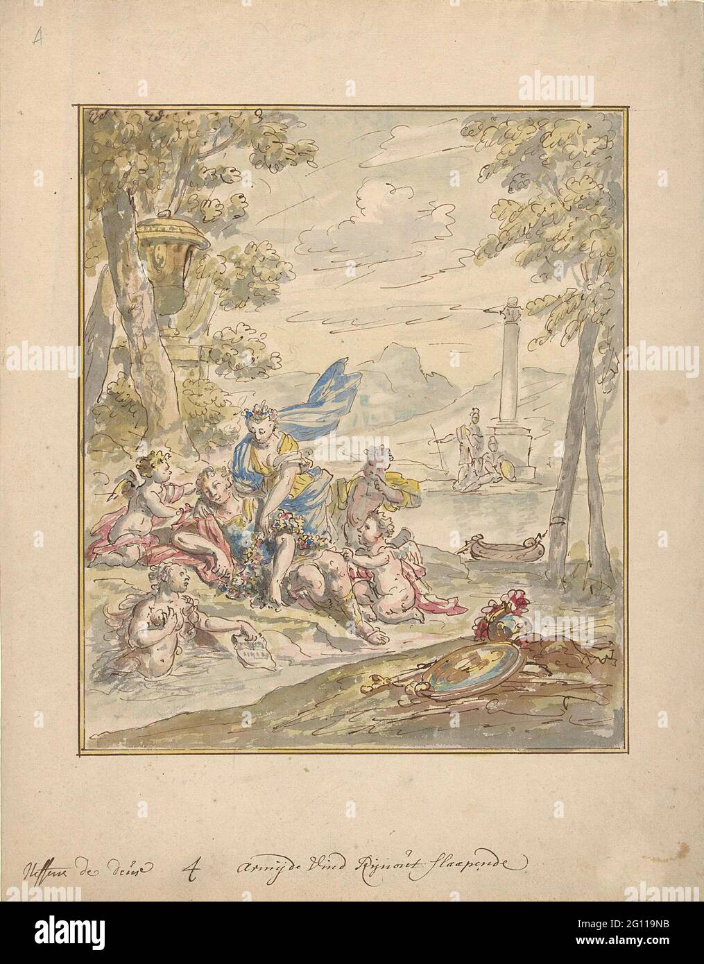 Design for a room protecting with armida and Rinaldo. Armida finds ...