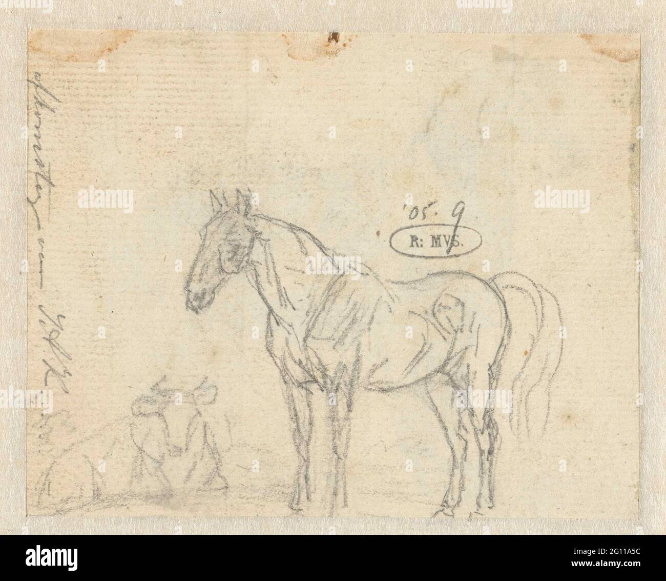 Sketch of a horse and cow Stock Photo - Alamy