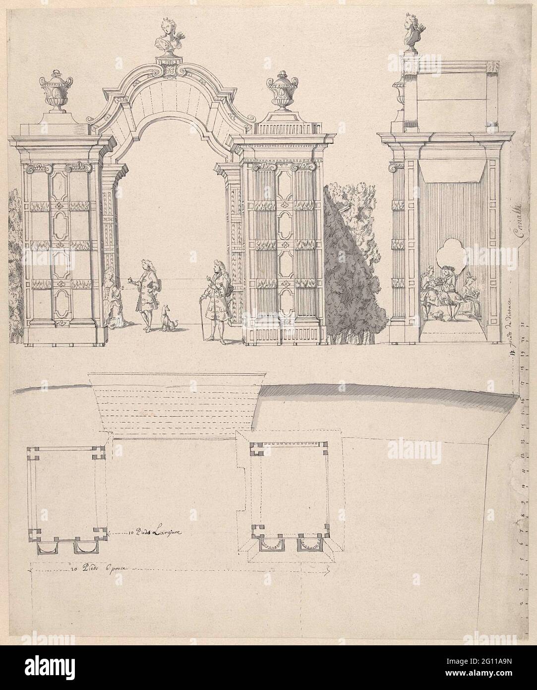 Floor plan and cross-section of a gate for a garden Stock Photo - Alamy