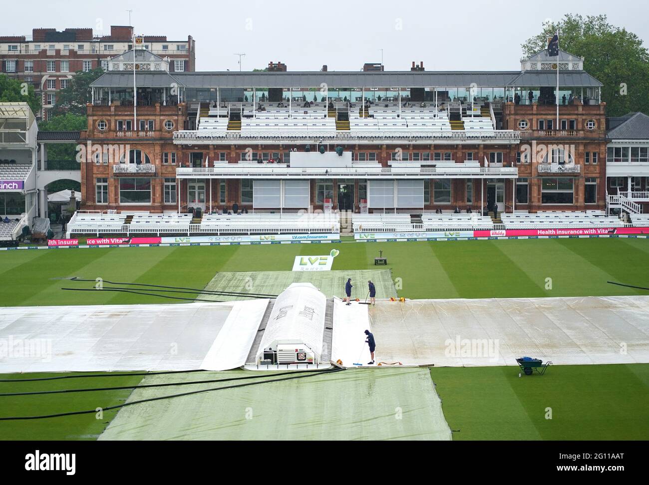 Rain covers on the field during day three of the first LV= Insurance ...