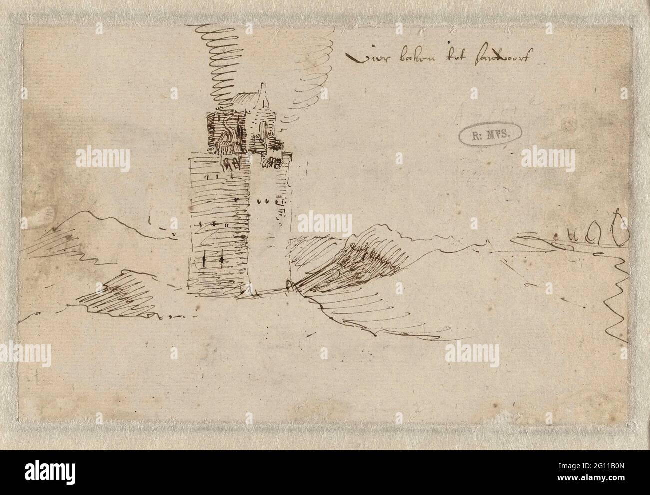 Firebone in Zandvoort; Four beacon to Santvoort. Design for a print ...