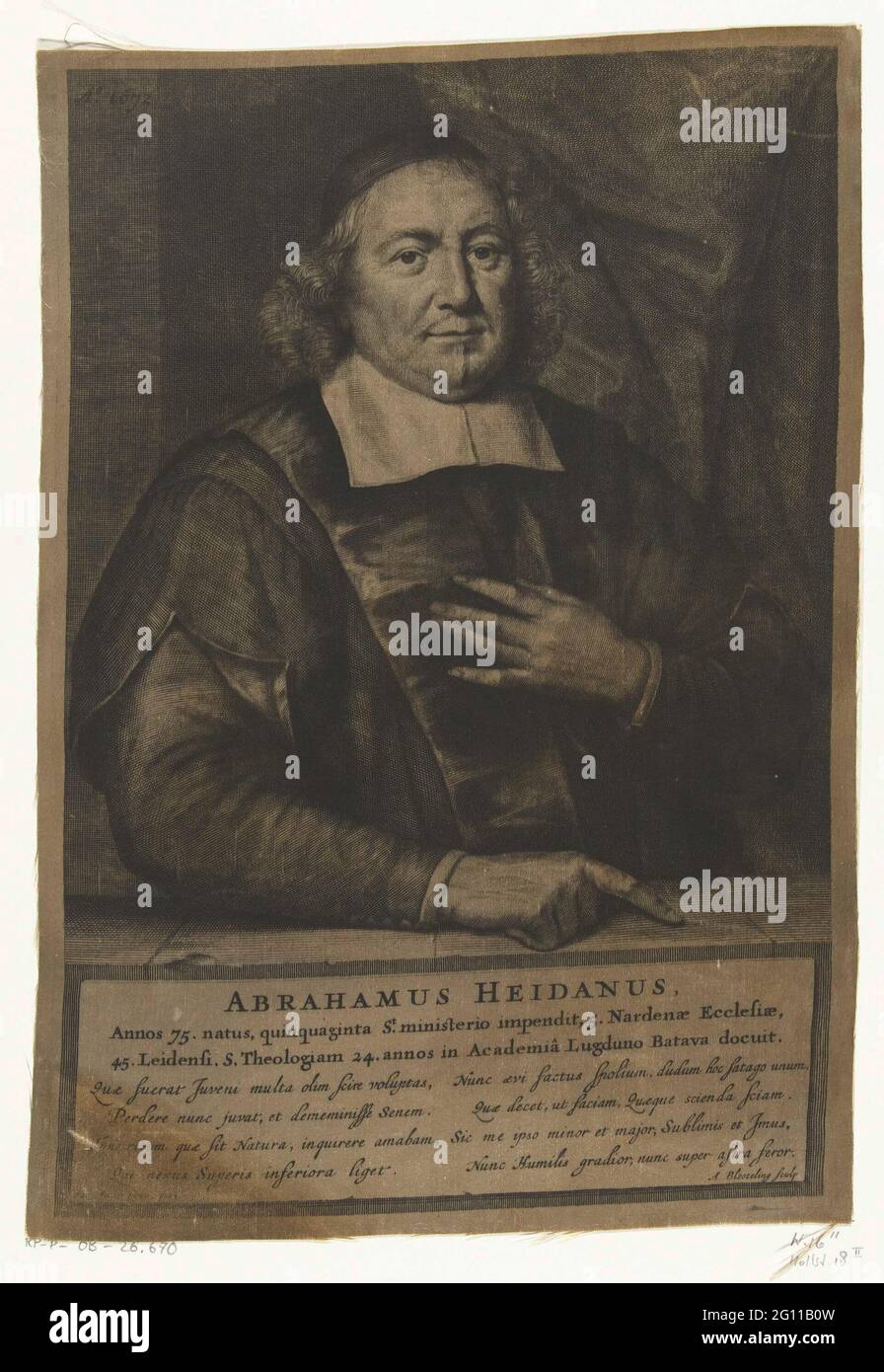 Portrait of Abraham Heidanus; Abrahamus Heidanus. Bust of the pastor ...