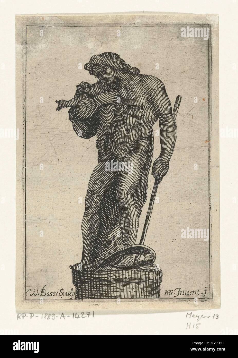 Saturn. The God Saturn stands on a pedestal with a scyth in his hand ...