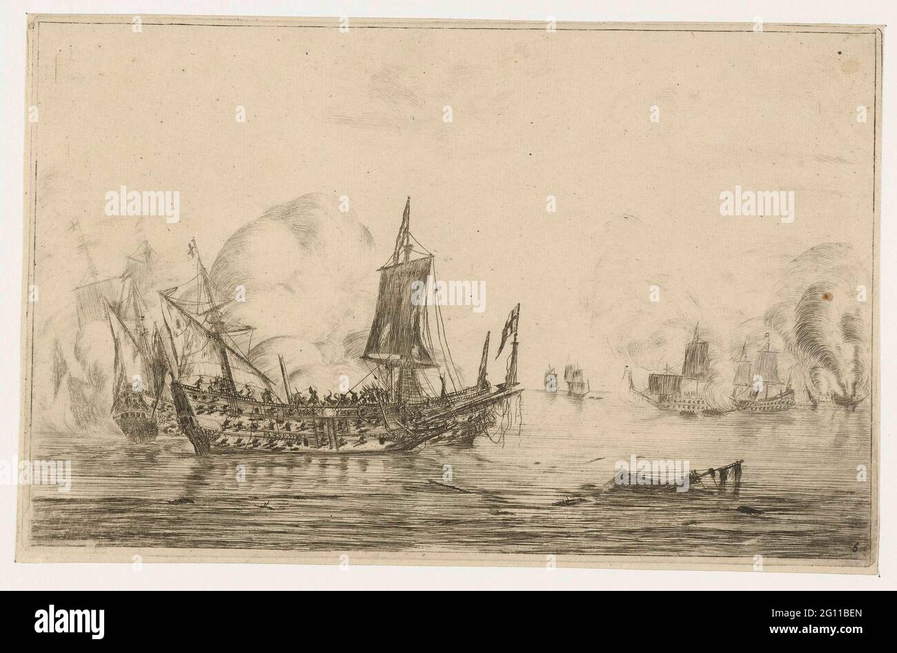 After the sea battle; New ship batalien. Burning ships and a fight on a ...