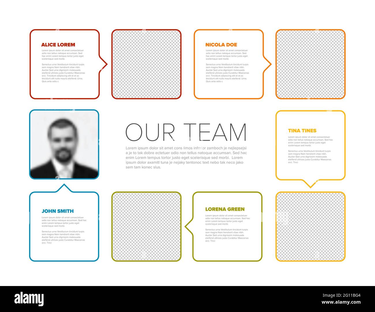 Company team color mosaic presentation template with team profile ...
