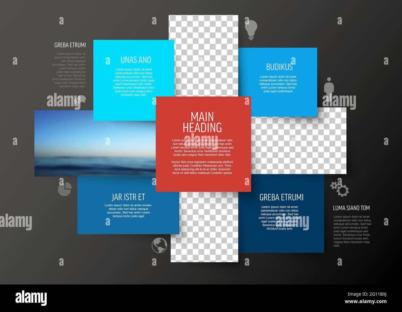 Vector simple dark multipurpose infographic template with rectangle ...
