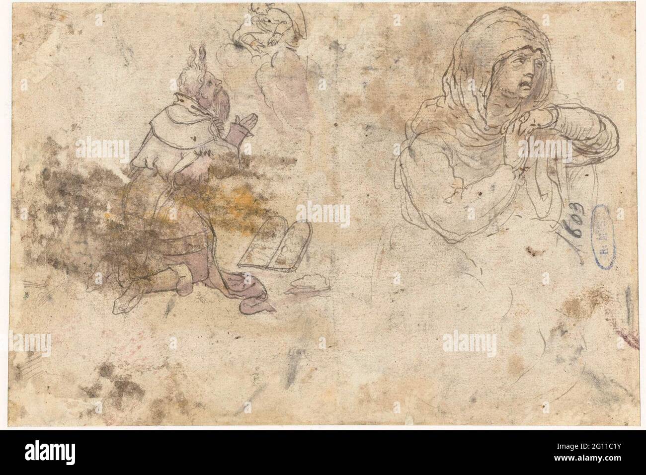 Moses and a grieving Maria or Maria Magdalena. Moses receives the ...