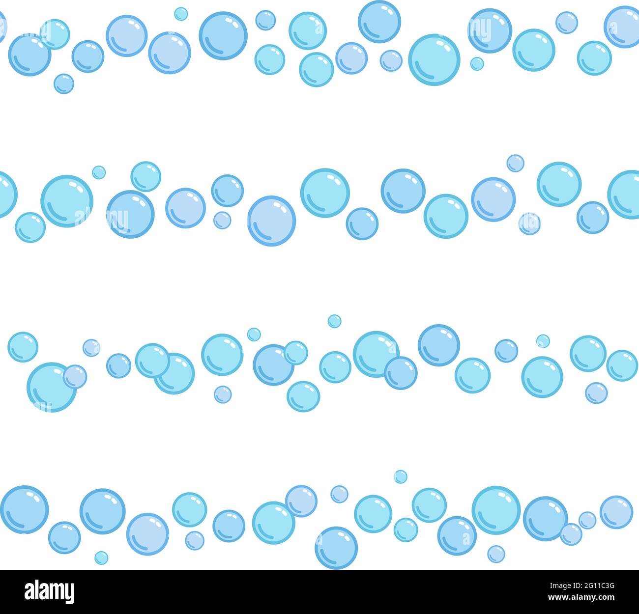 Horizontal seamless soap bubble stripes, naive and simple lines with water bubbles, vector ...